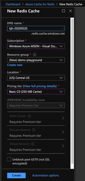 Connecting to Azure Cache for Redis from RedisInsight | kevinhakanson.com